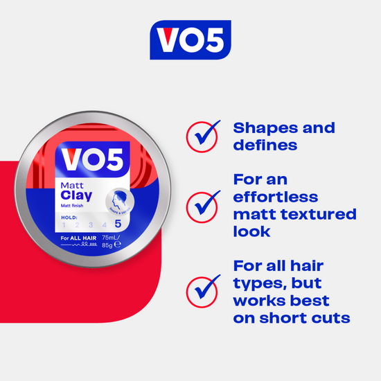 Matt Hair Clay for Shaping Short Hair Cuts 75ml | VO5 – VO5 UK