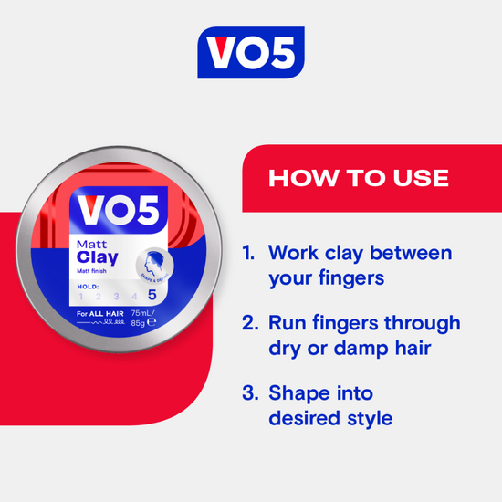 Matt Hair Clay for Shaping Short Hair Cuts 75ml | VO5 – VO5 UK
